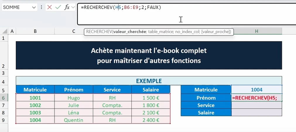 Formation Excel complète gratuite : RECHERCHEV & plus